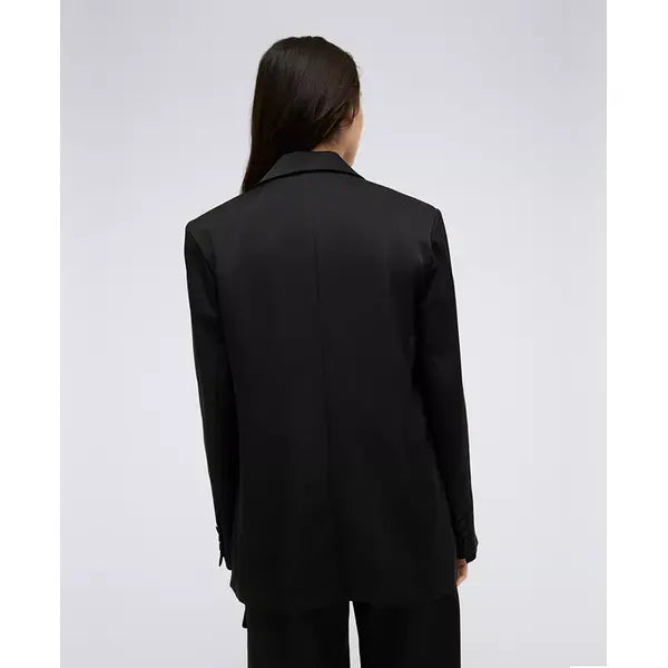 Women's One Button Notch Collar Satin Jacket,Created by Macy's-Black ...