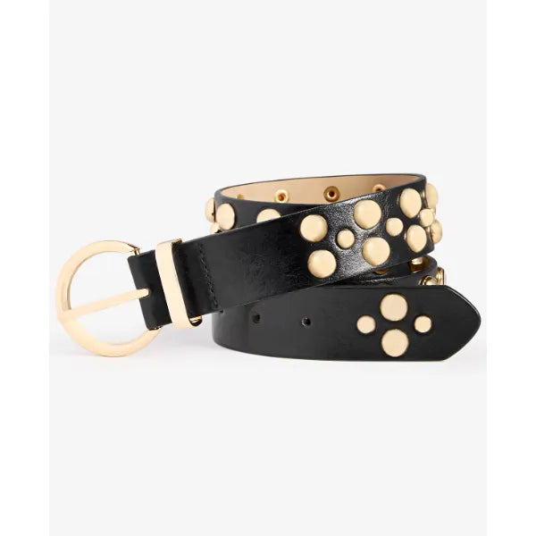 I.N.C. International Concepts Bubble Stud Faux-Leather Belt - Charcoal ...