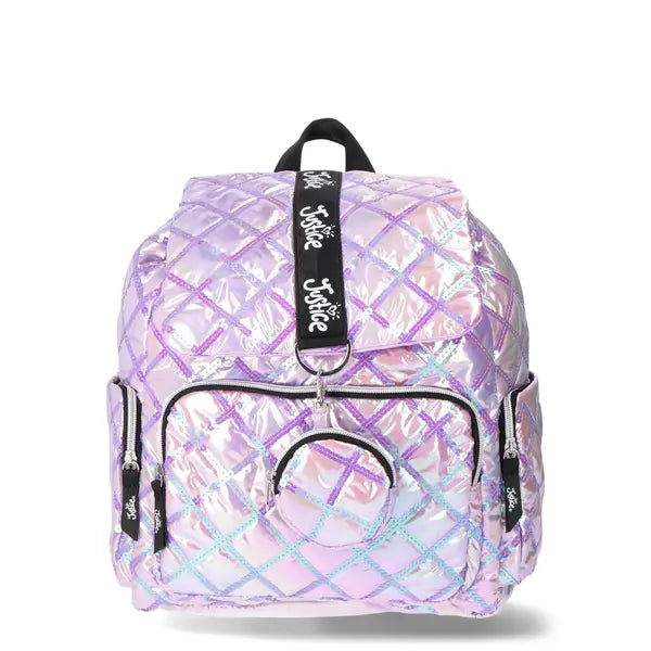 Justice Girls Quilted Sequin Rucksack Backpack with Coin Pouch ...
