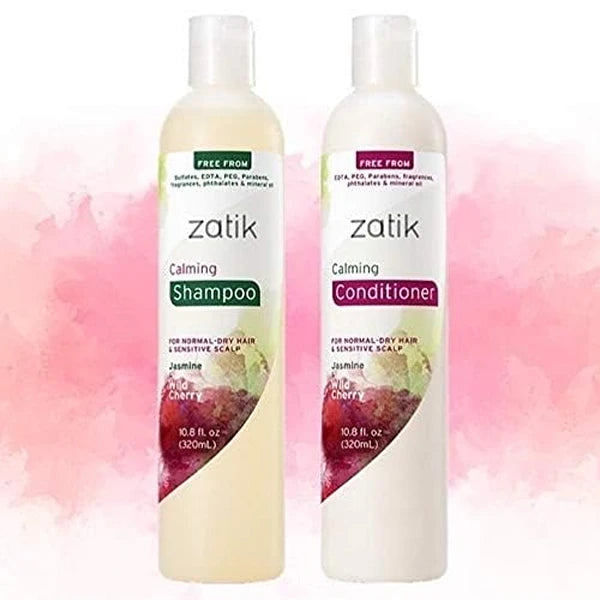Zatik Naturals - Calming Shampoo + Conditioner Set, with Jasmine and W ...