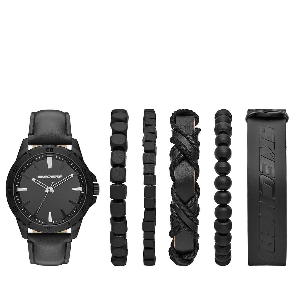 Skechers Men's Quartz Watch and Band or Bracelet Gift Set - black ...