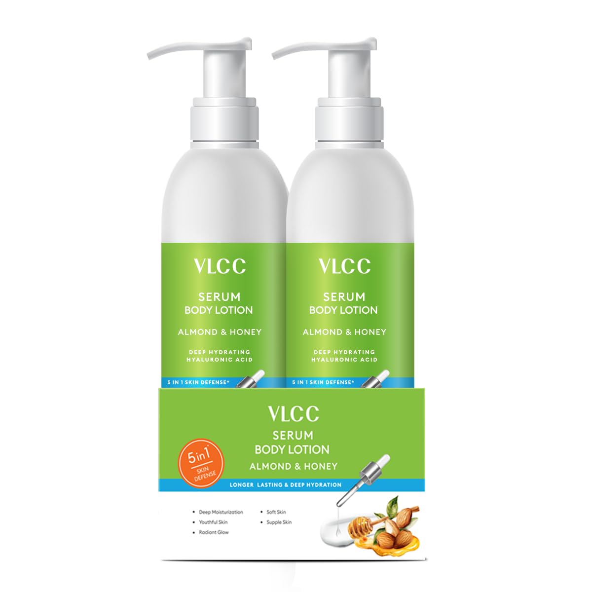 VLCC Almond & Honey Serum Body Lotion - 300ml + 300ml Combo | | Deep H ...