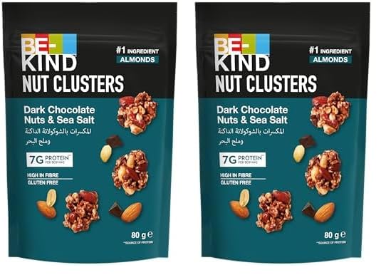 BE-KIND Dark Chocolate Nuts & Sea Salt Nut Clusters - 80g (Pack of 2 ...