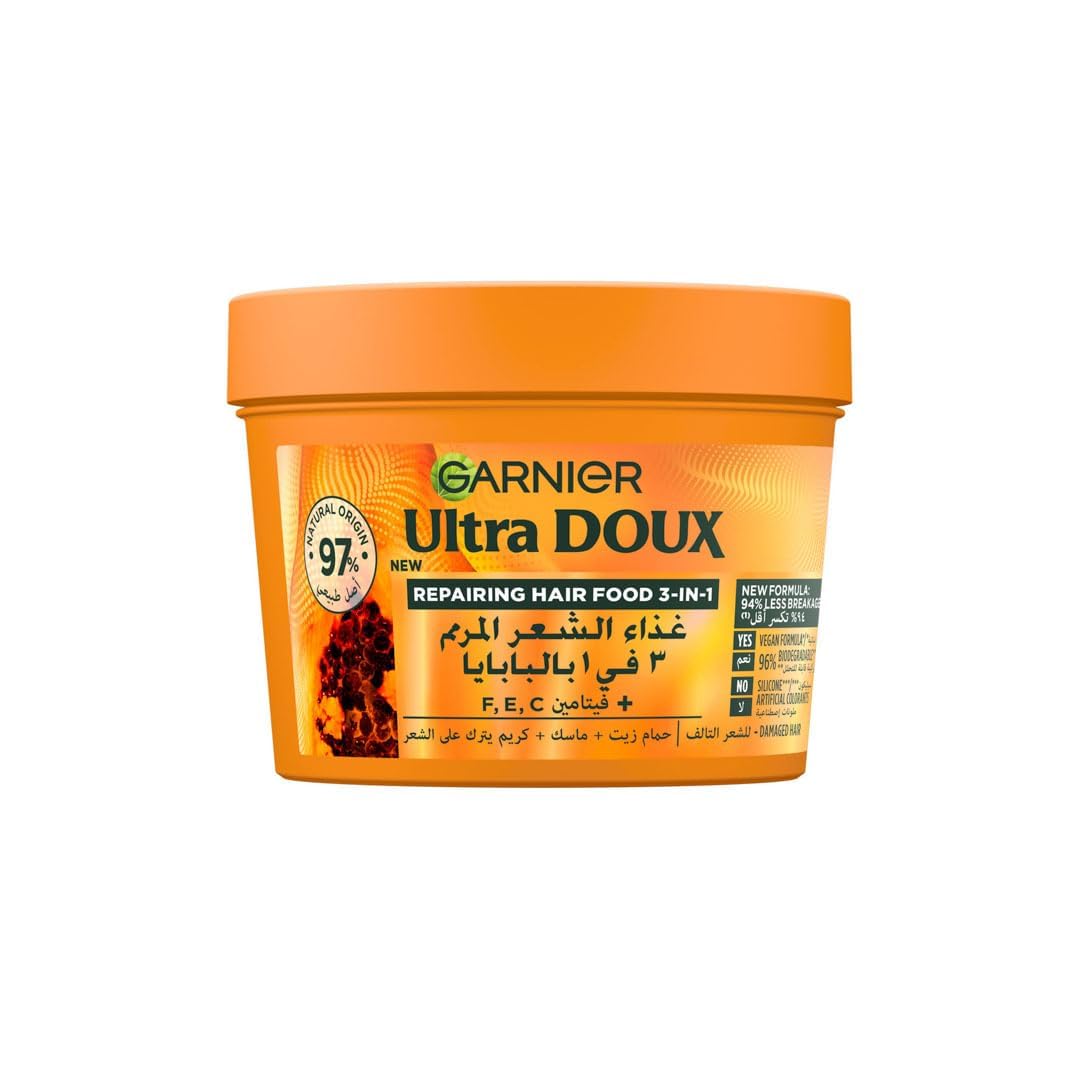 Garnier Ultra Doux Hair Food Repairing Papaya 3-in-1 Hair Mask For Dam ...