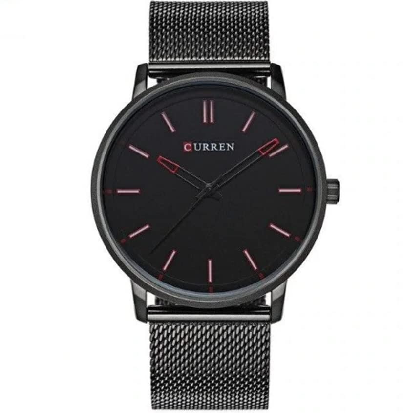 CURREN Men's Analog Watch Gun Metal Steel Case Black Dial Black Stainl ...