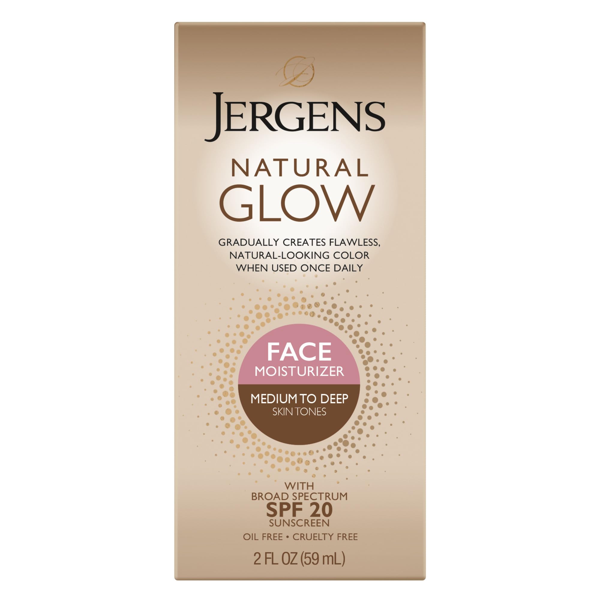 Jergens, Natural Glow, Face Moisturizer, SPF 20, Medium to Deep, 2 fl ...