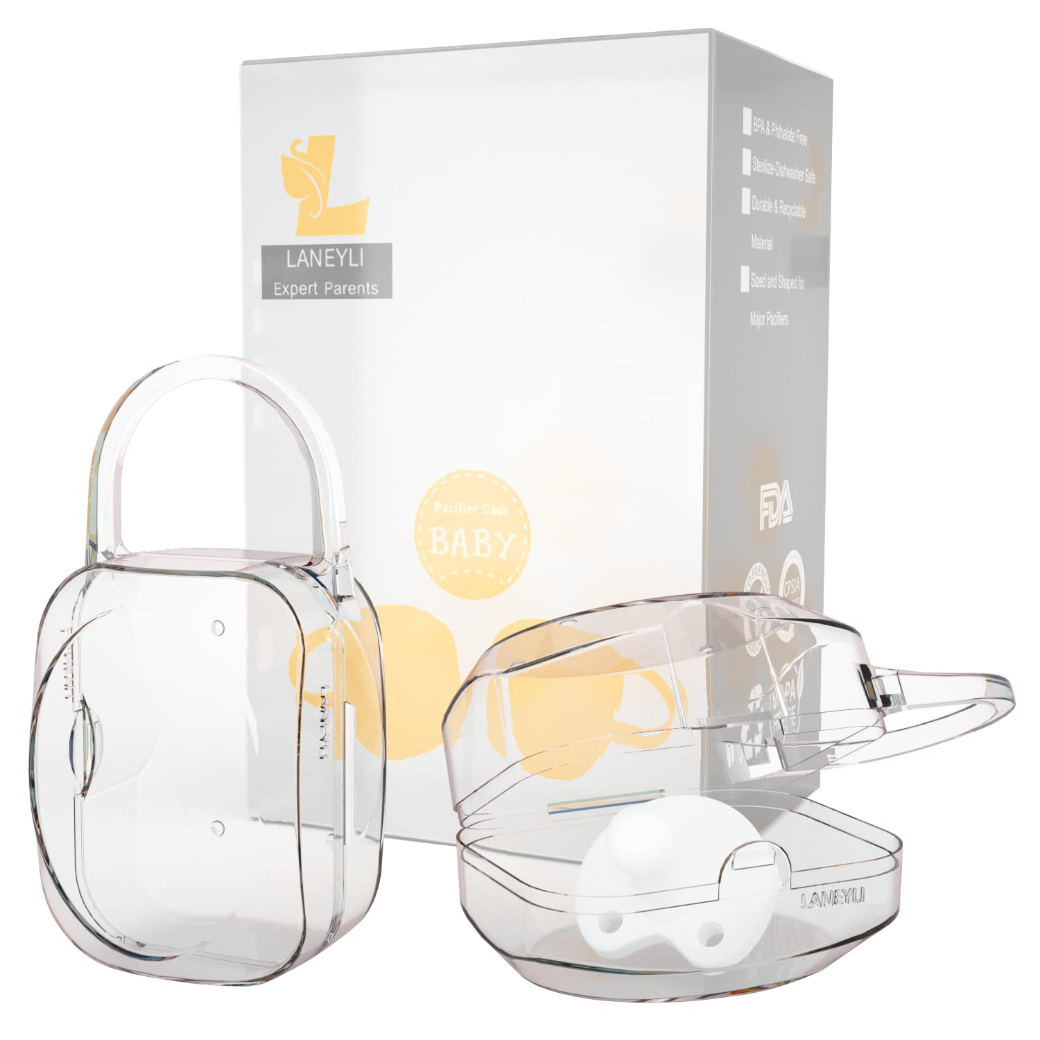 LANEYLI Pacifier Box Pacifier Shield Case Pacifier Clip Holder - Pack ...