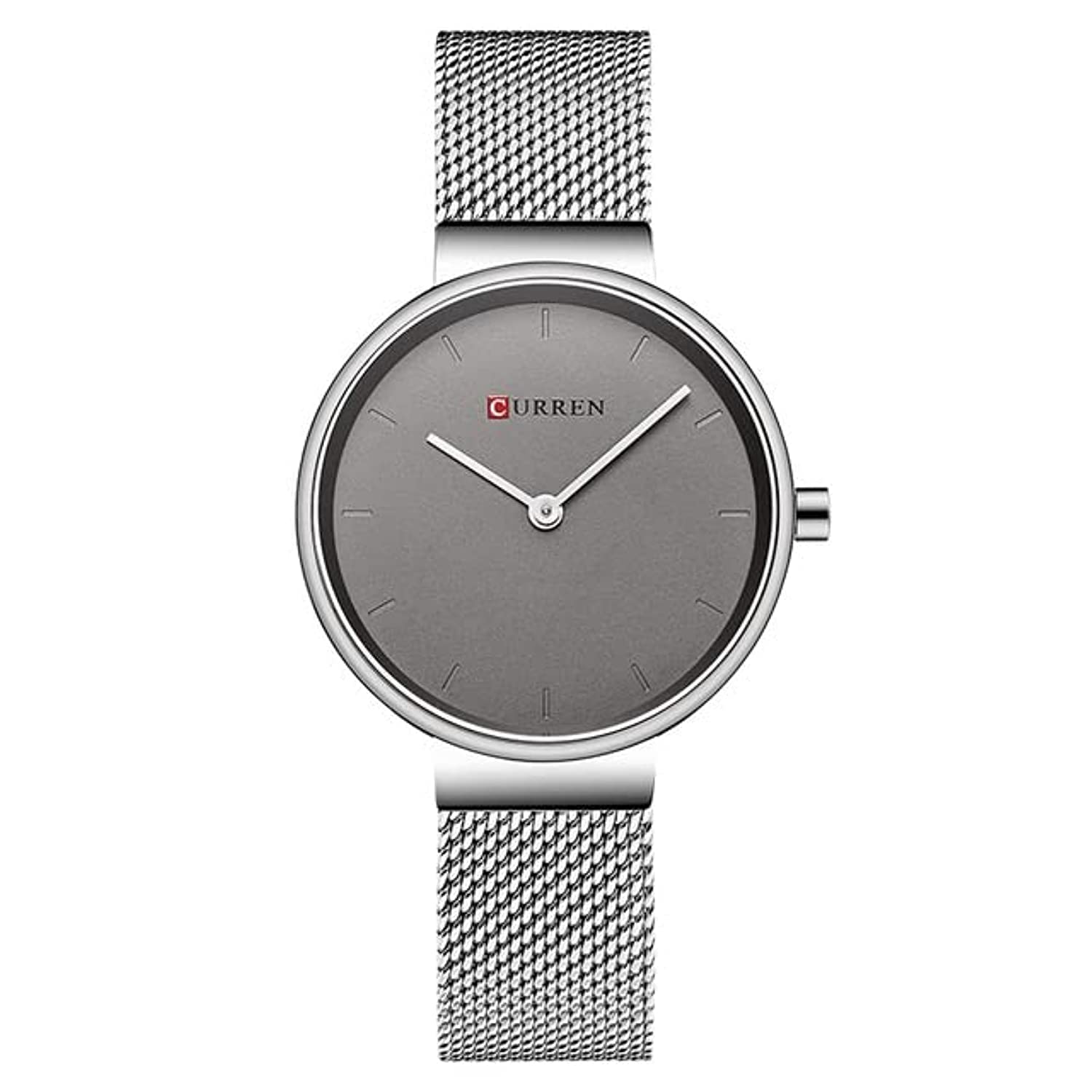 CURREN Ladies Analog Watch Stainless Steel Case Gray Dial Stainless St ...