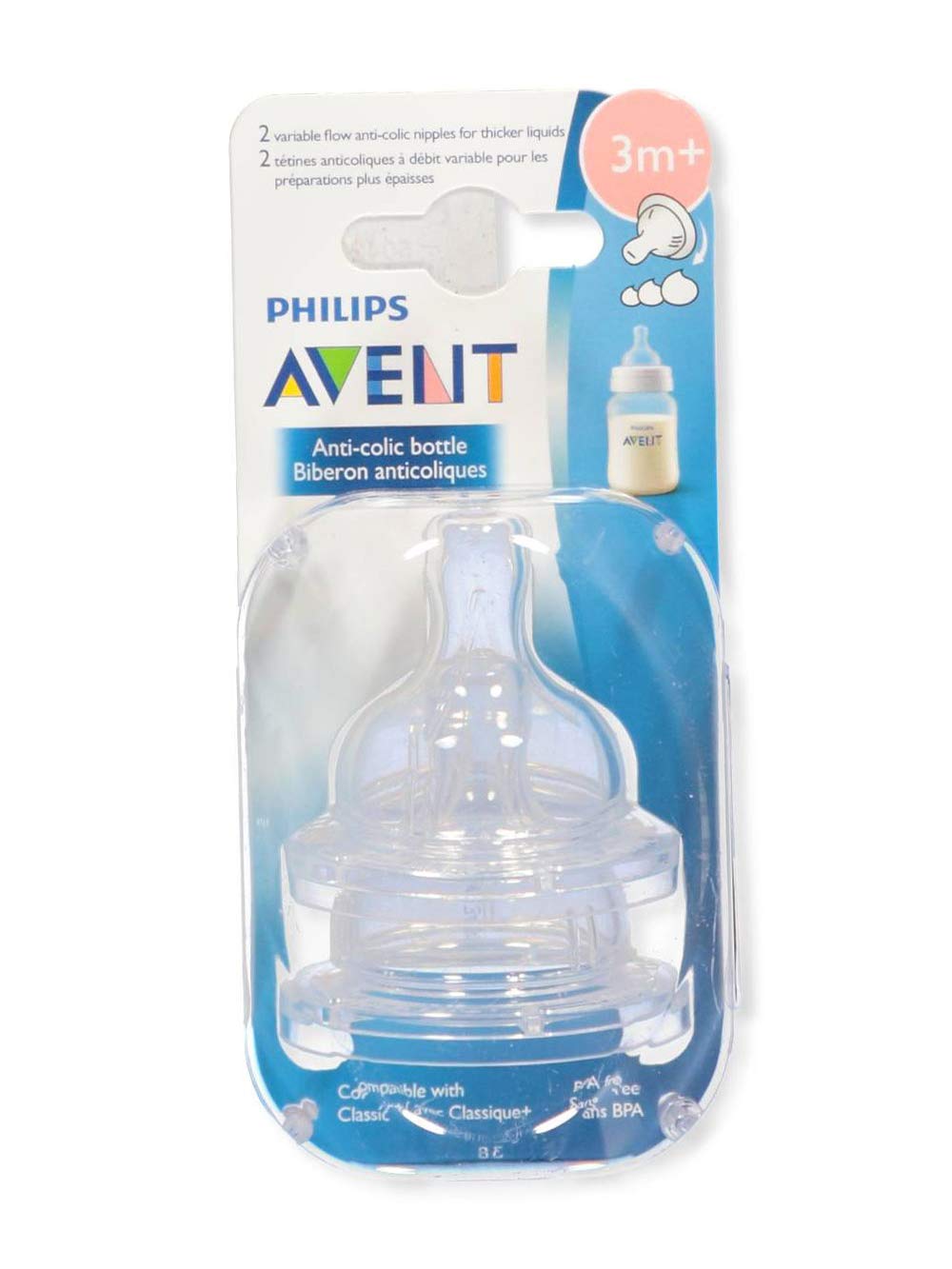 AVENT Philips Anti-Colic Nipple, Clear, Variable Flow – DiscountStore