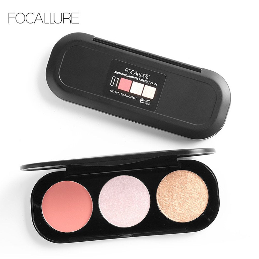 Blush Palet,3 Types 3 Colors Blush Highlighter Palet Contour Shadow Po ...