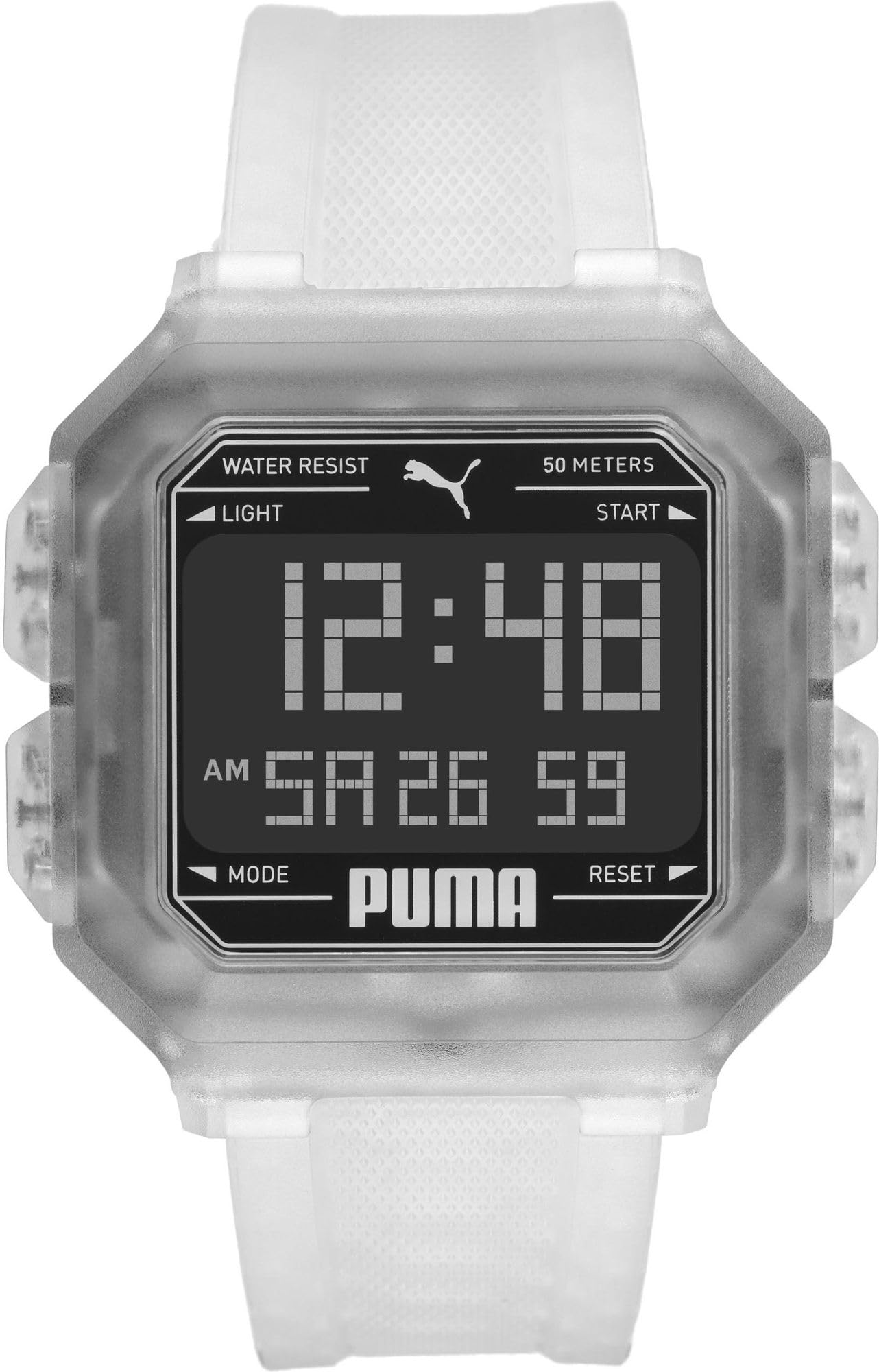 PUMA Remix Women's Digital Watch with Black LCD Dial and White Silicon ...