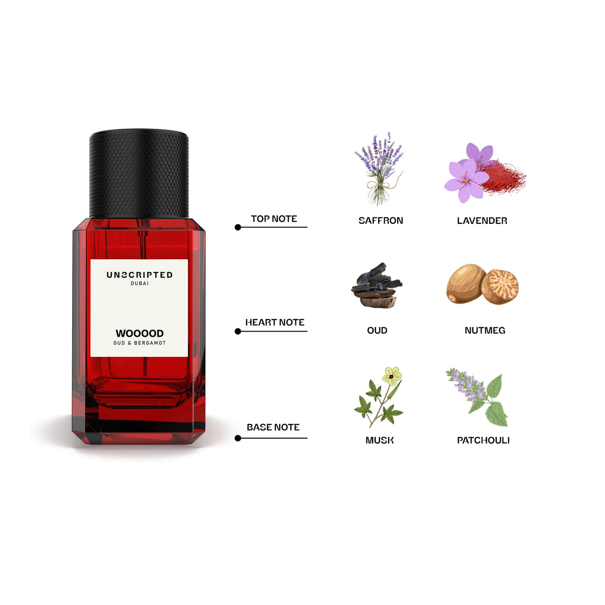 Unscripted Dubai Wooood Eau de Parfum, Oud & Bergamot Luxury Fragrance ...