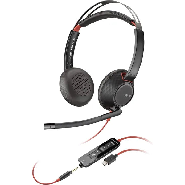 Poly Blackwire 5220 Stereo USB-C Headset + USB-C/A Adapter (8X231A6 ...
