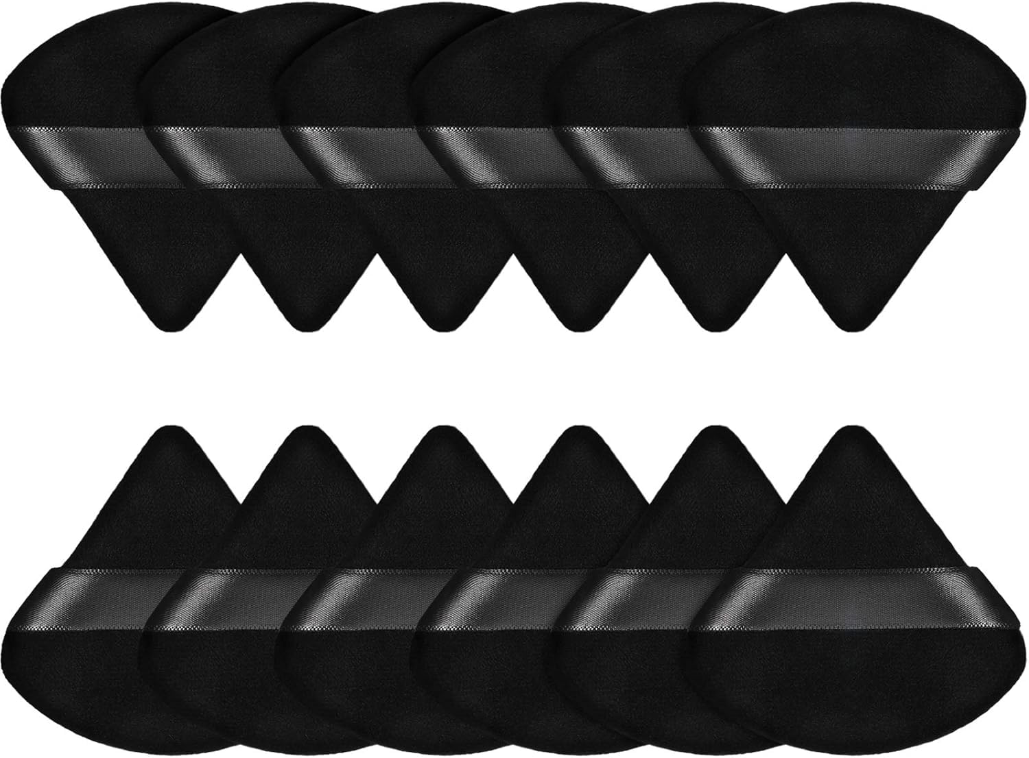 Sponge Triangular Makeup Puffs, 12 Pieces, Black, Soft Reusable Face C ...