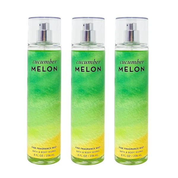 Bath & Body Works Cucumber Melon 3 Pack Fine Fragrance Mist Gift Set ...