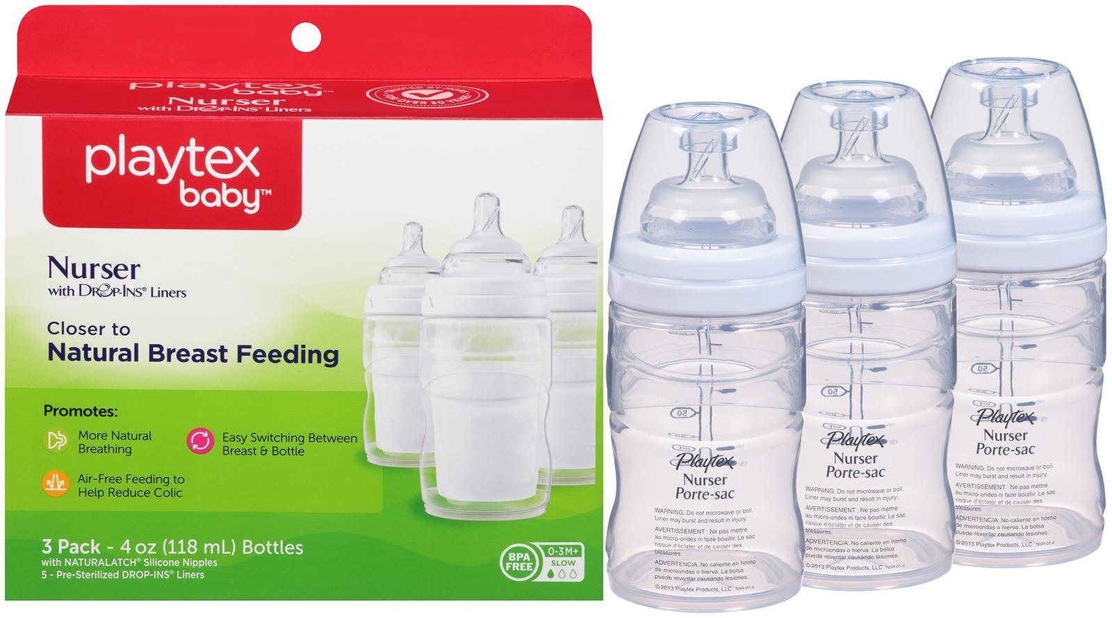Playtex Baby Nurser Baby Bottle with Drop-Ins Disposable Liners, Close ...