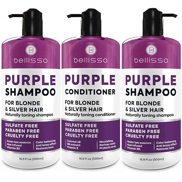 BELLISSO Purple Shampoo and Conditioner Set and Purple Shampoo ...