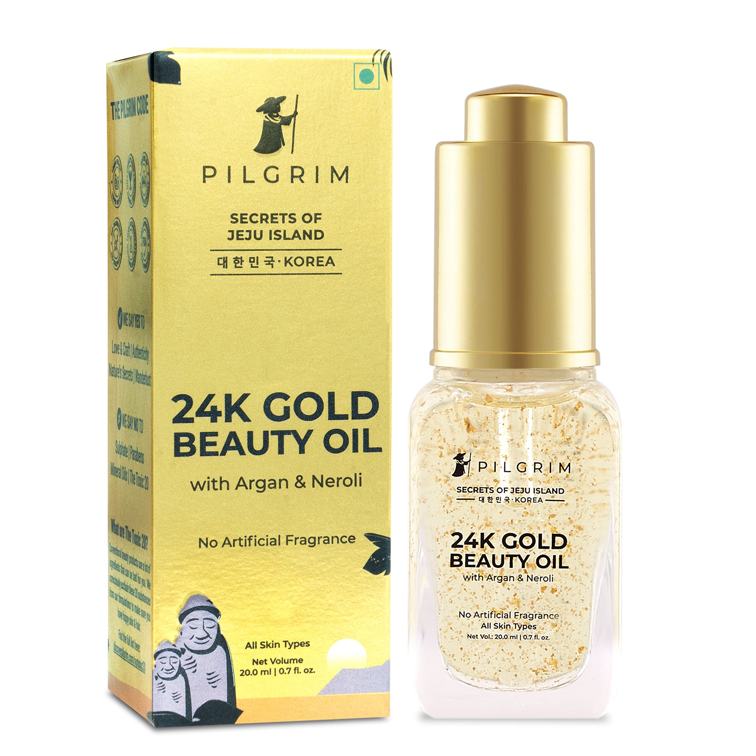 Pilgrim 24K Gold Beauty Oil for dewy skin with Argan oil & Neroli | 24 ...