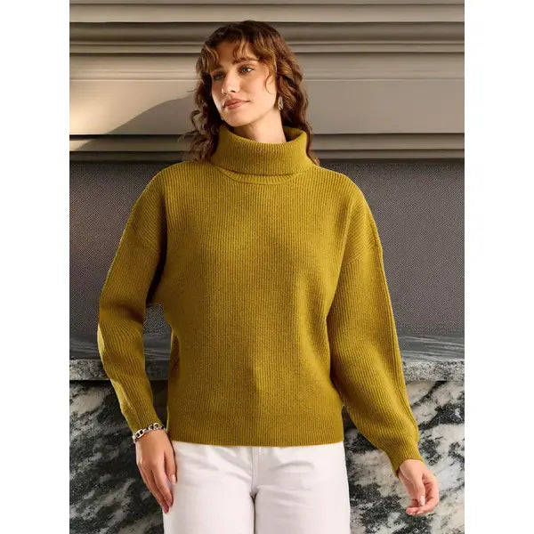 Textured Turtle Neck Sweater with Long Sleeves – DiscountStore