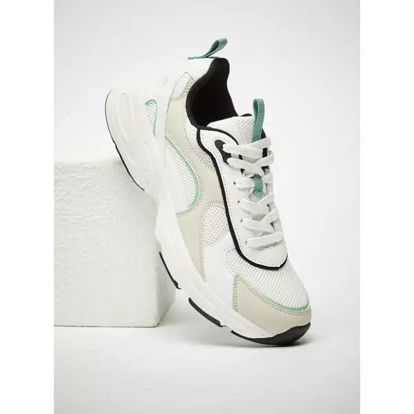 Colourblock Lace-Up Sneakers White – DiscountStore