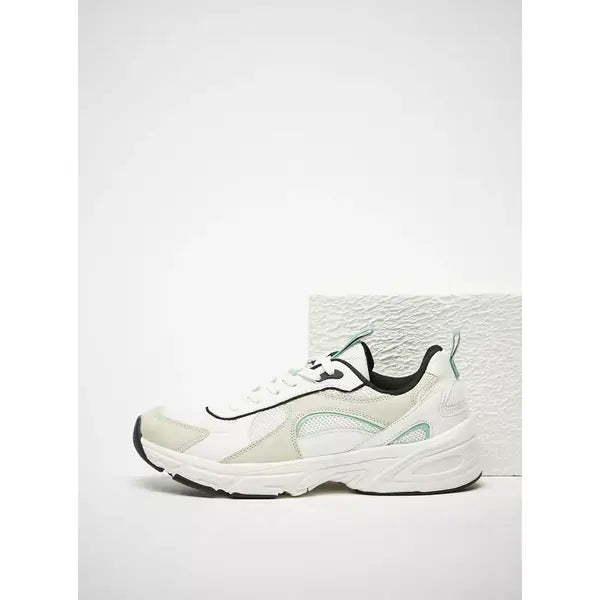 Colourblock Lace-Up Sneakers White – Discount Store