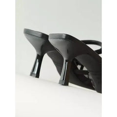 MAX FASHION Panelled Mules with Kitten Heel-Black – Discount Store